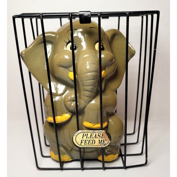 JSNY | Other | Vintage Jsny Elephant In A Cage Zoo Coin Bank Collection ...